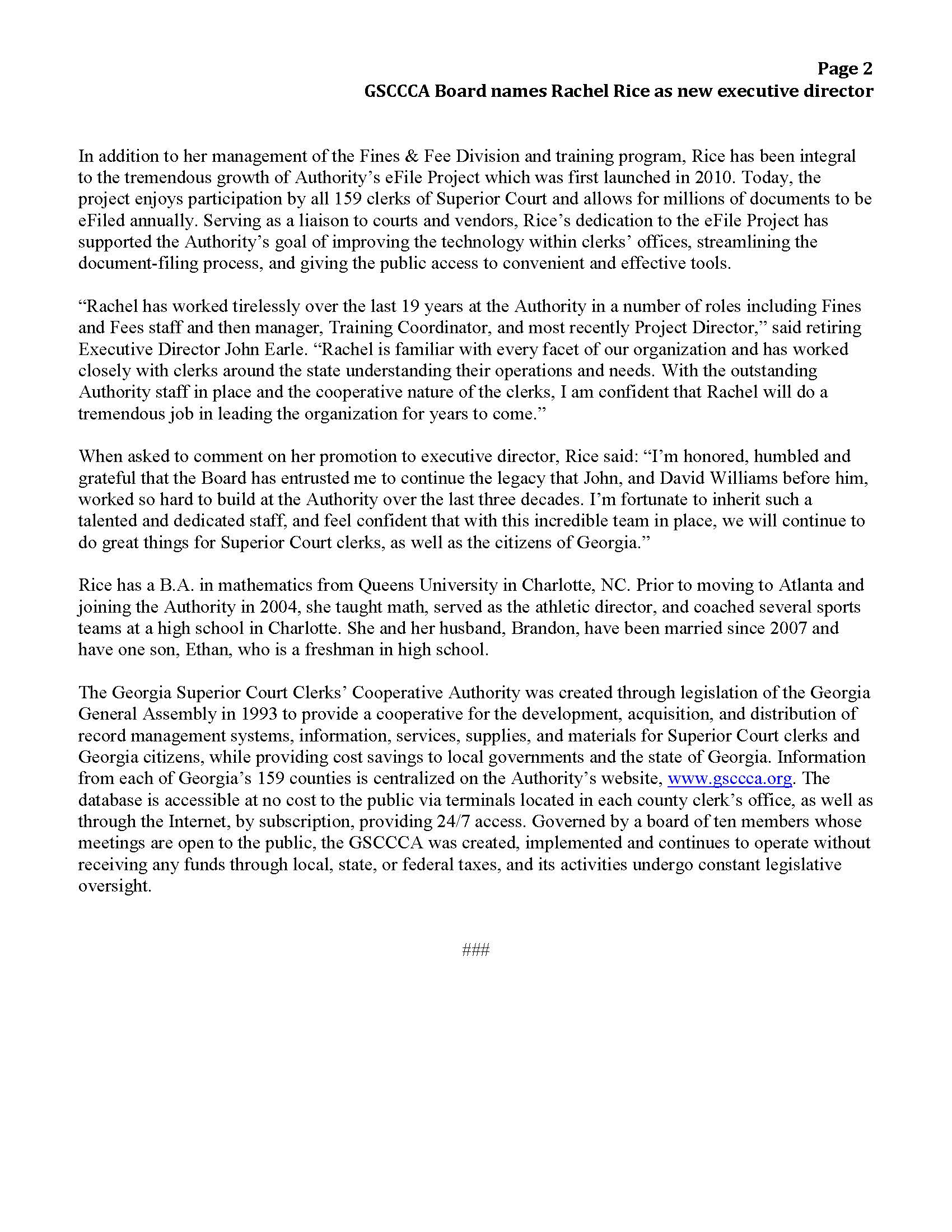 GSCCCA NEW EXECUTIVE DIRECTOR – Frances B. Yeargan, Wayne County Clerk ...