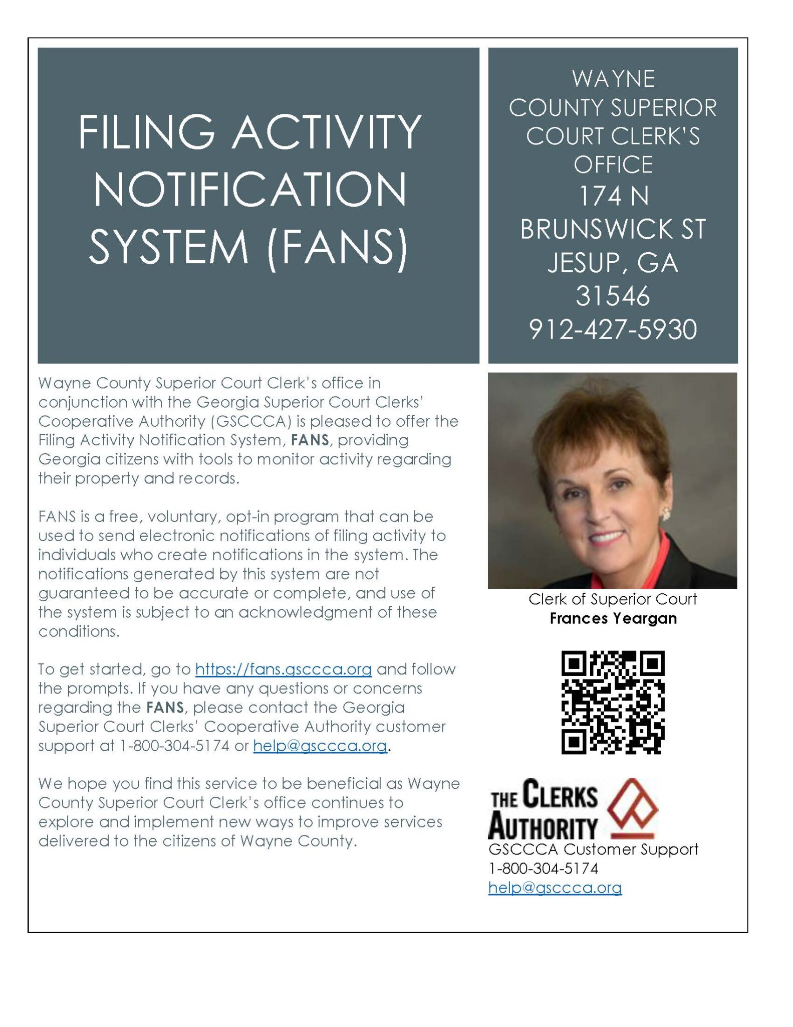 Filing Activity Notification System (FANS) – Frances B. Yeargan, Wayne ...